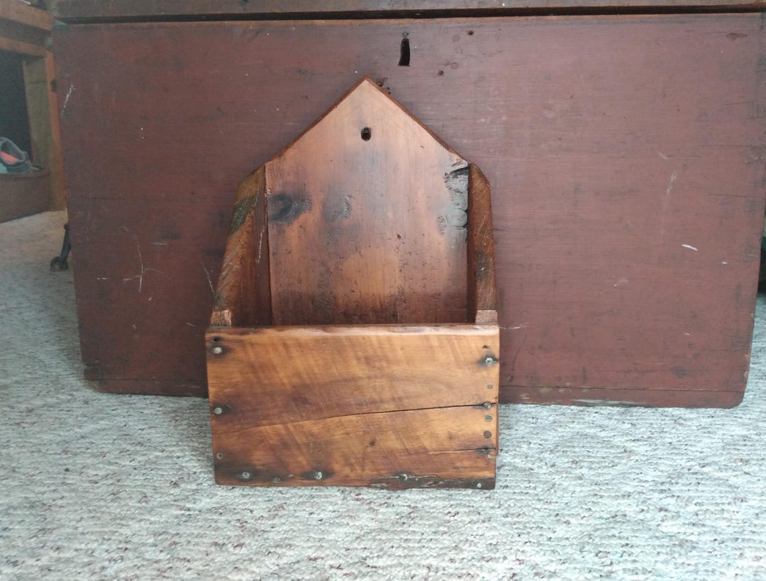 Antique Primitive Wood Wall Box Old Rustic Country Farmhouse Hanging ...