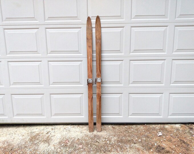 Antique Carved Maple Wood Cross Country Skis Vintage Old Wooden Touring ...