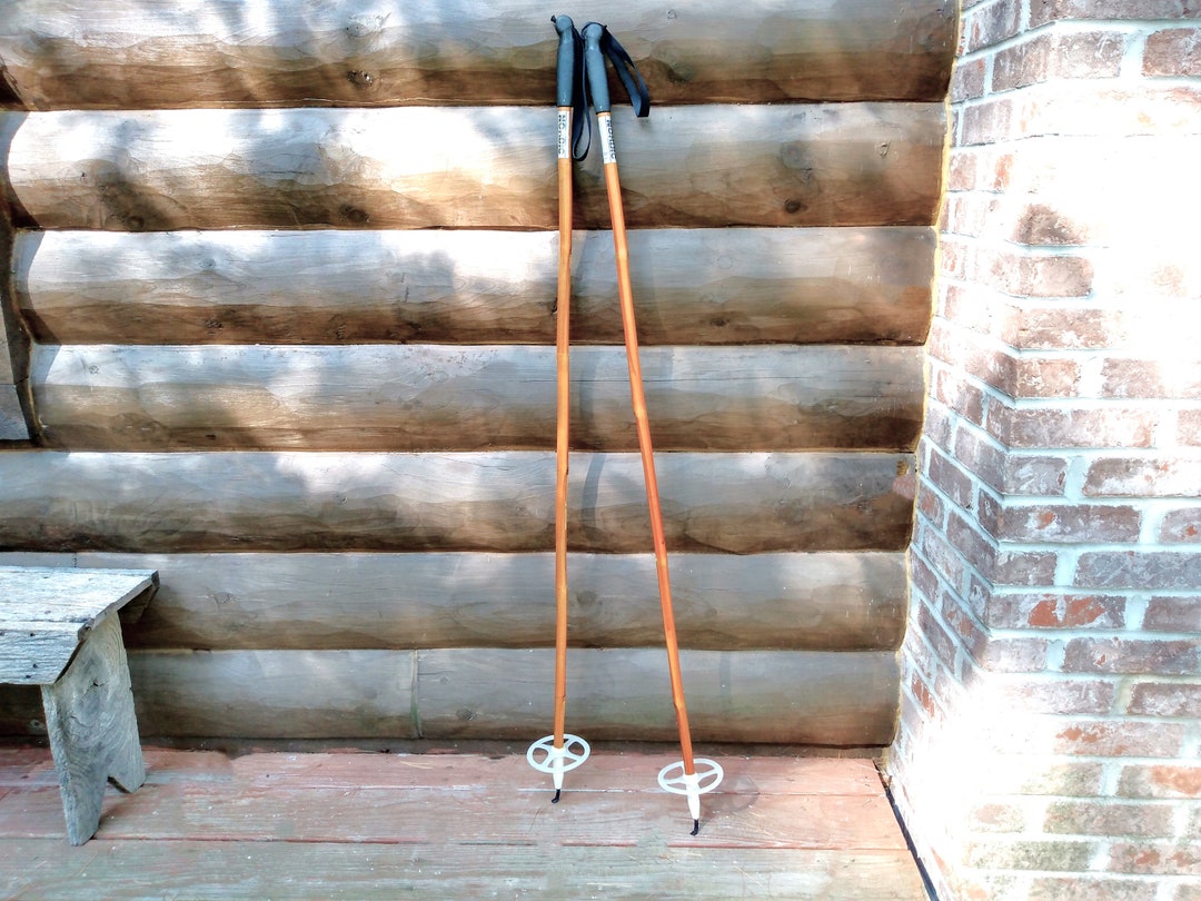 Vintage Nordic Bamboo Ski Poles 135cm Rustic Grass Sticks With Grips ...