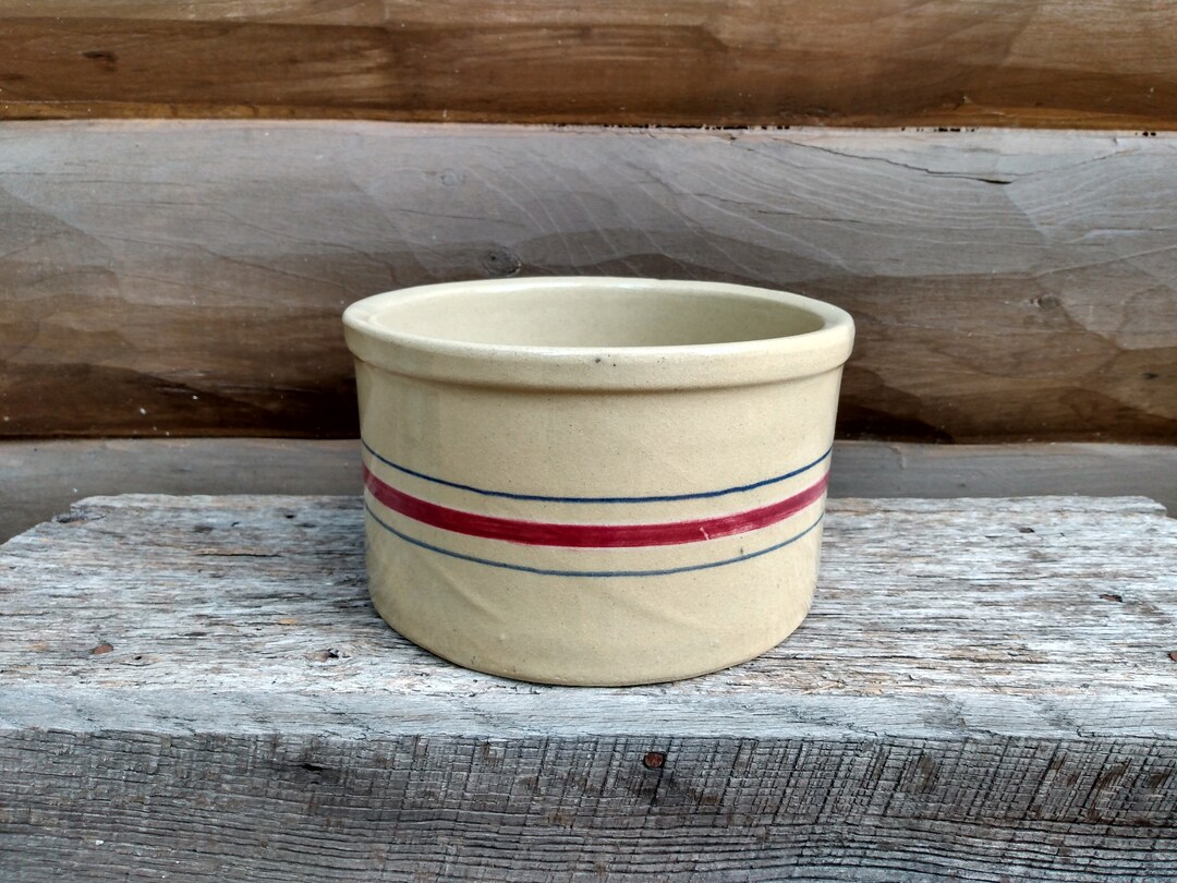 2 Quart Banded Stoneware Crock Robinson Ransbottom Vintage Farmhouse ...