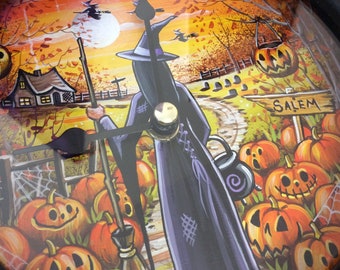 OOAK Hand Painted Wooden Mantle Desk Clock Halloween Witch | Etsy