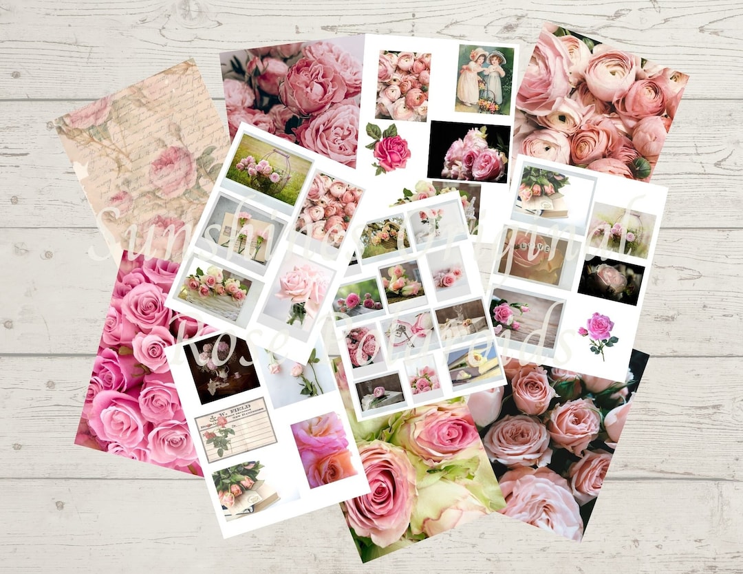 Roses Journal Kit, Roses Journal Paper, Polaroid Prints, Rose Digitals ...