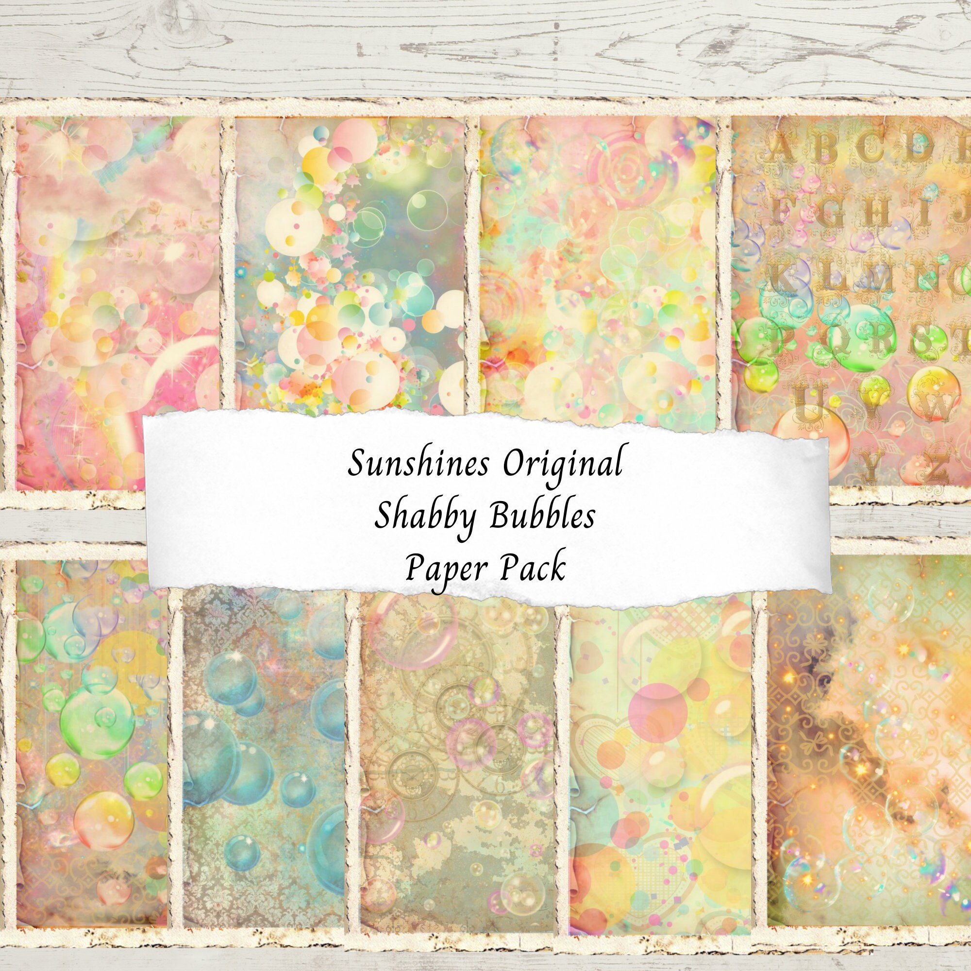 Junk Journal, Bubble Prints, Bubble Paper, Collage, Jpeg, Digital ...