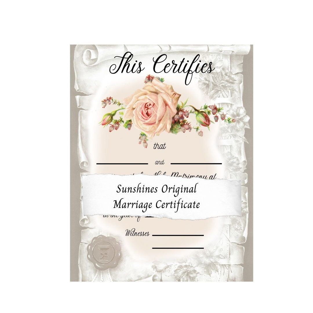 Wedding Certificate, Marriage Certificate, Digital Download, Instant ...