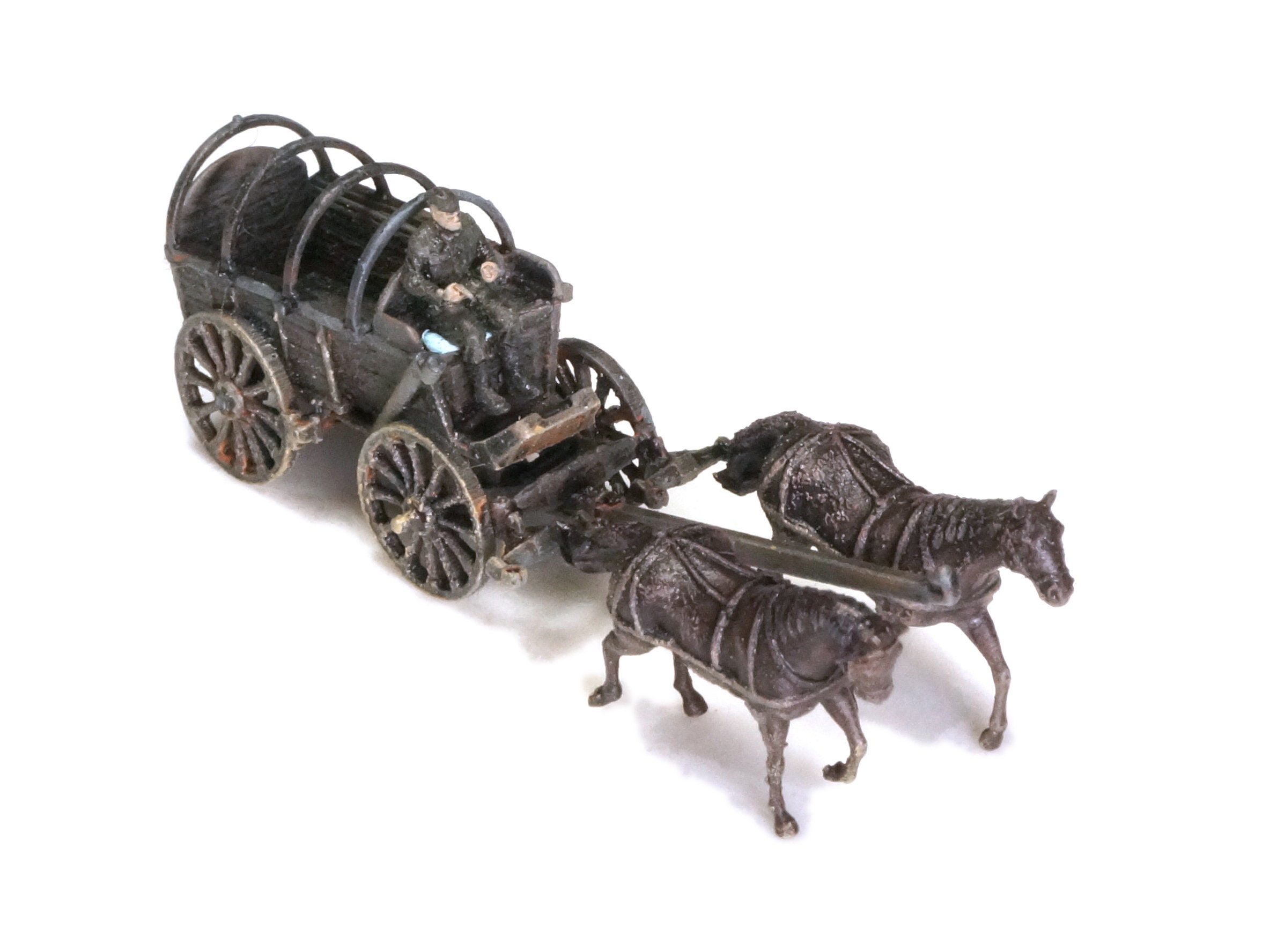 1/144 3D Printed WWII Wooden Horse Wagon With Horses and Drivers ...