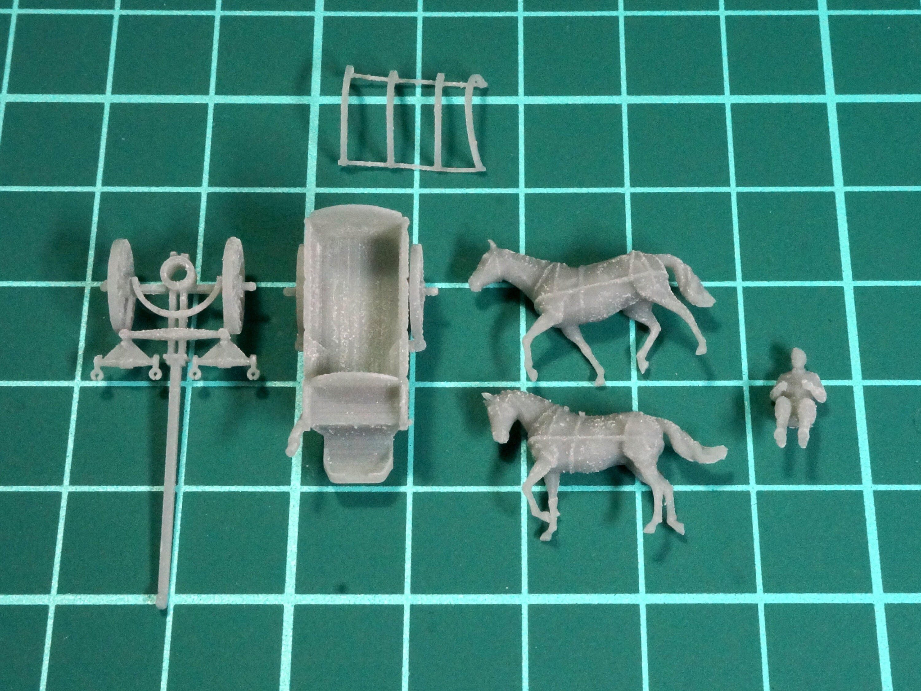 1/144 3D Printed WWII Wooden Horse Wagon With Horses and Drivers ...