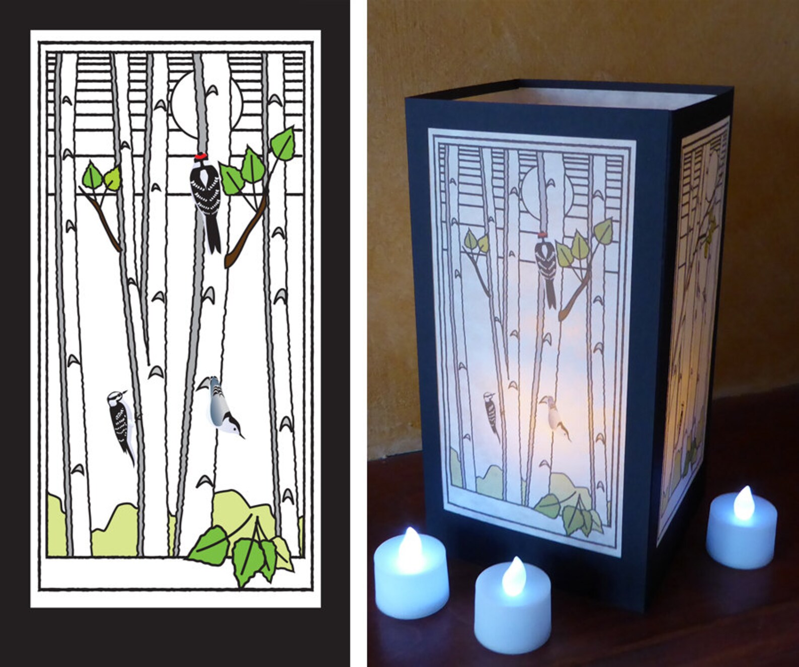 Paper Luminary - "birch Woods" Bird Design - Etsy