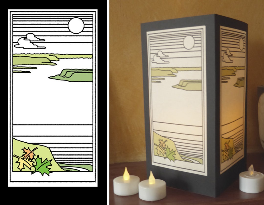 Paper Luminary - "river and Lake" Design - Etsy