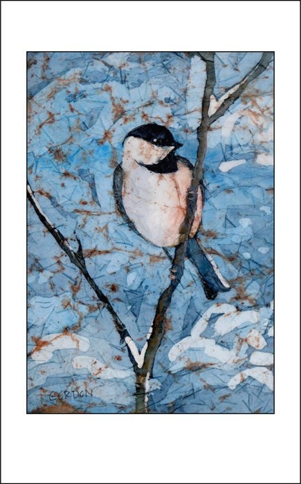 Winter Chickadee Watercolor Batik Greeting Card: for Friendship ...