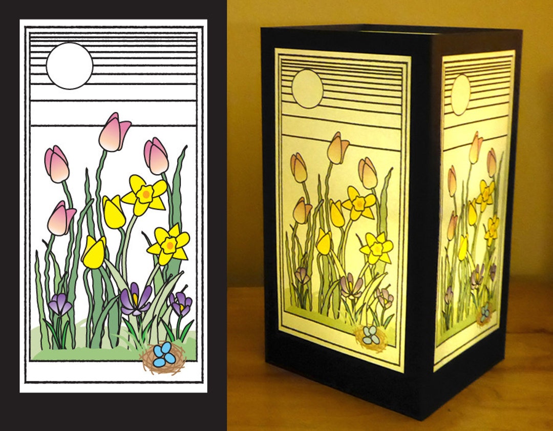 Paper Luminary - "spring Blooms" Design - Etsy