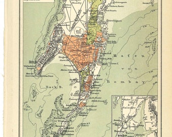 Antique Mumbai Map - Etsy
