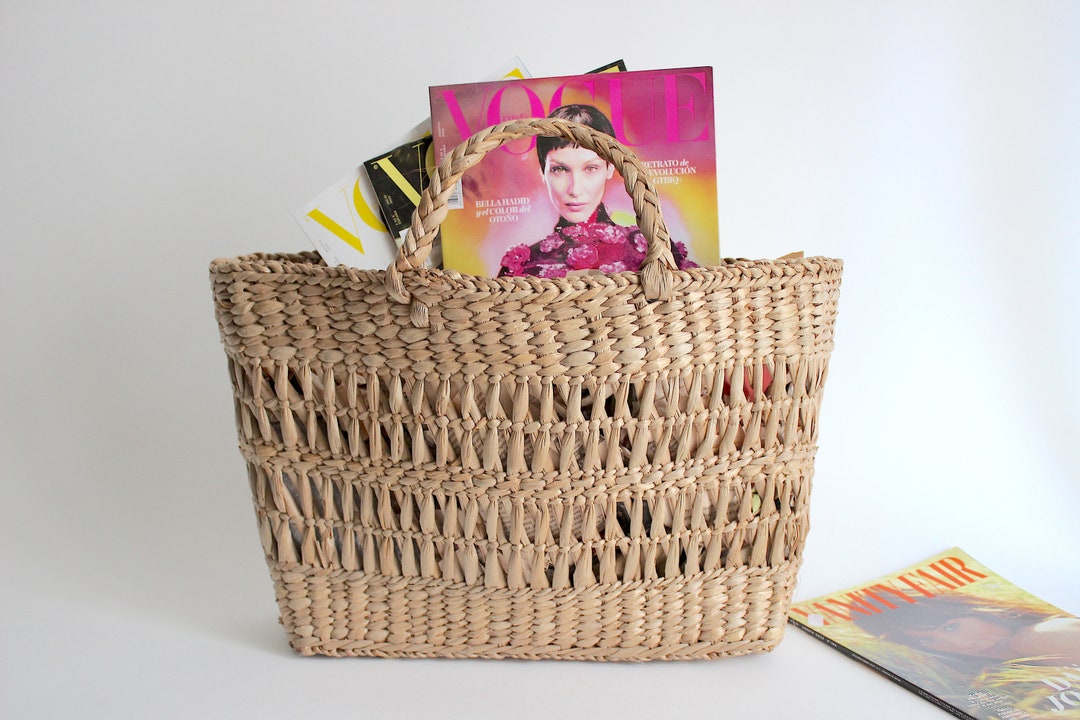 70s VINTAGE Straw Bag, Straw Tote, Straw Basket. - Etsy
