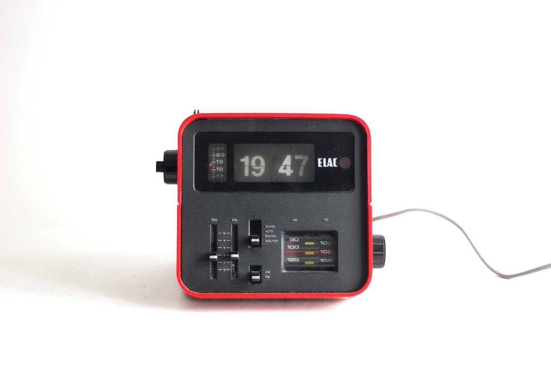ELAC RD 100, Flip Alarm Clock Radio, With Folding Numbers. Red Colour ...