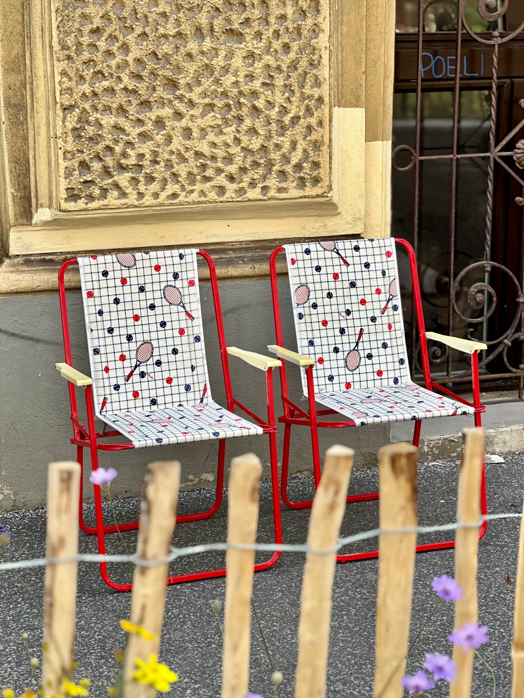 Vintage 1980s Italian Folding Picnic Chairs by Lerolin – Red Metal ...