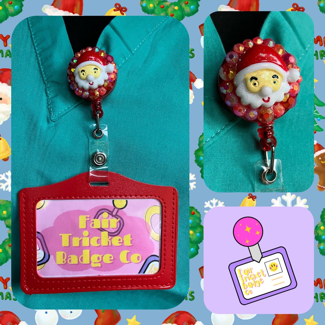 Christmas Santa Retractable ID Badge Holder - Etsy