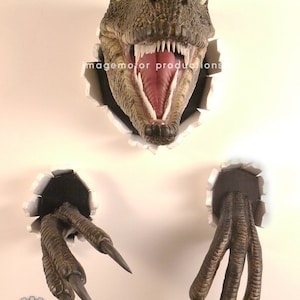 Wall Bursting Velociraptor With Claws Prop Replica Set - New Improved ...
