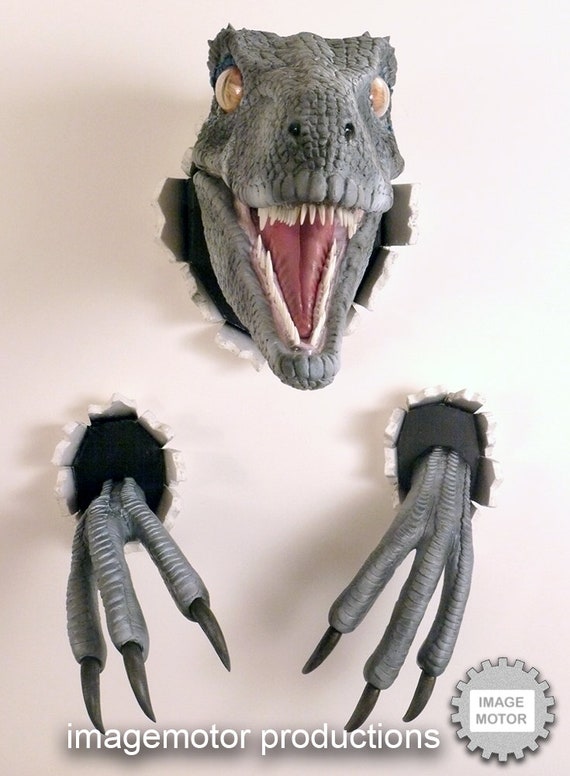 Figurines Velociraptor Head Wall Decor Blue Art & Collectibles ...