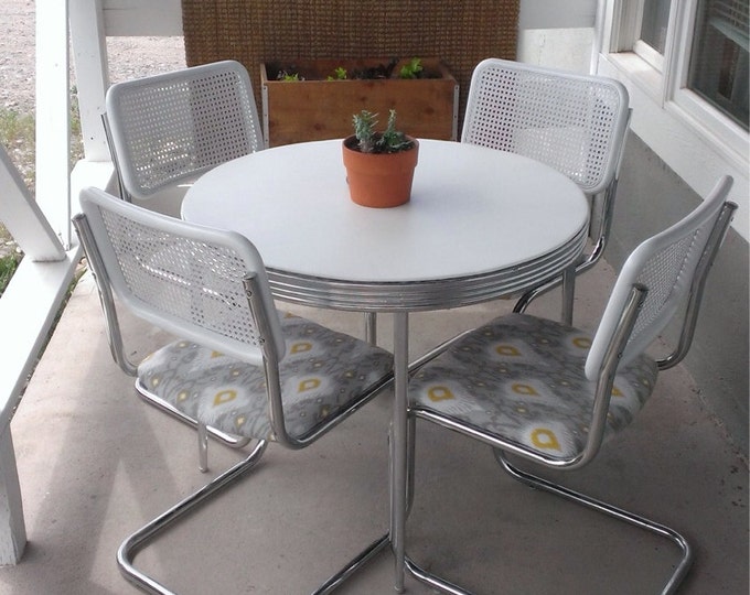 Retro Vintage Durham Line Card Table With Modern Cesca Chairs - Etsy