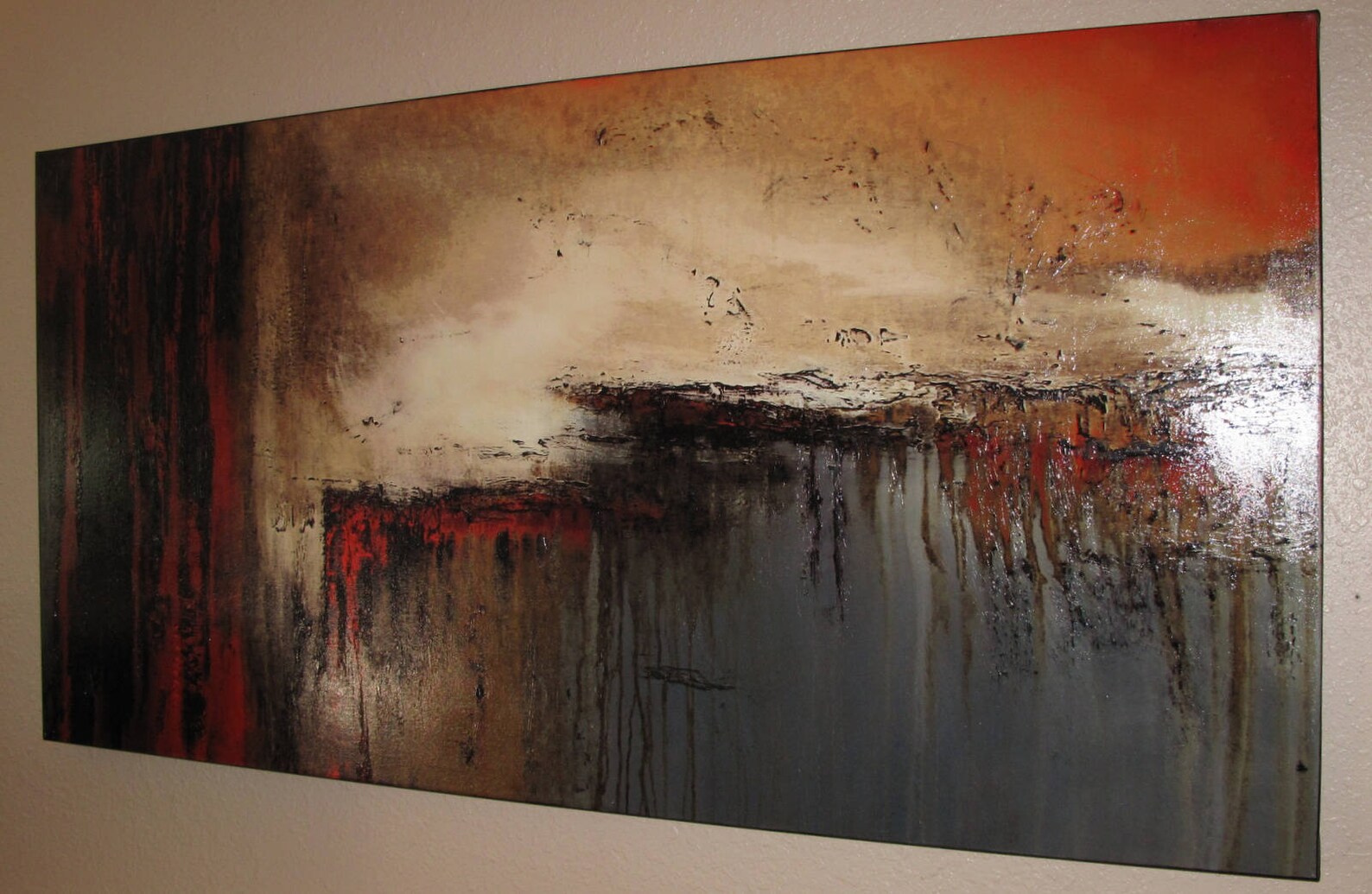 Abstract Canvas Painting, Modern Wall Art, HUGE 60 X 30 Inch, Ready to ...