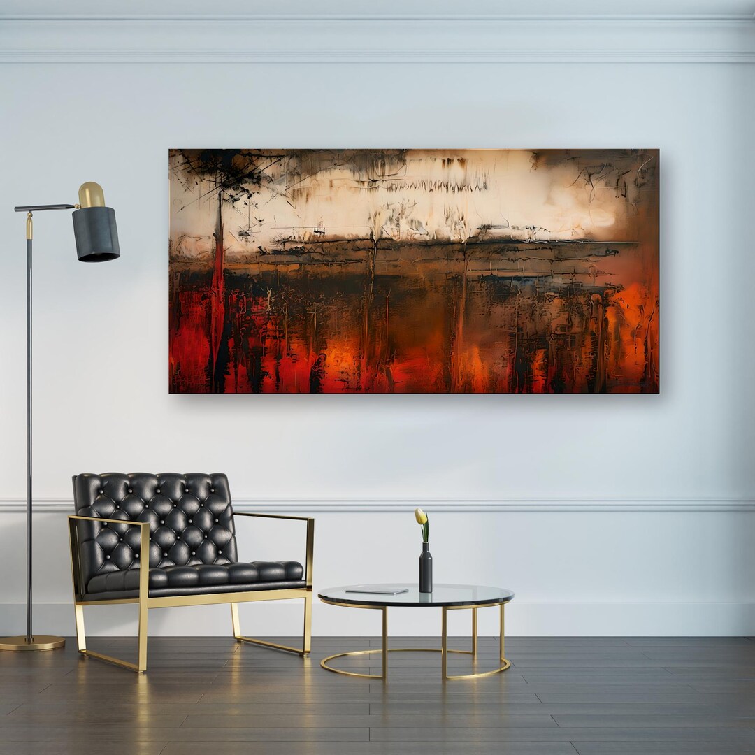 Red Abstract Canvas Art: Large Textured Painting, Signed Limited ...