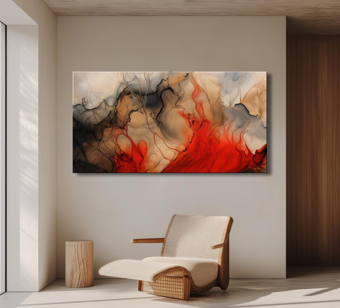 Red Canvas Wall Art, Art for Living Room, Modern Abstract Art, Extra ...