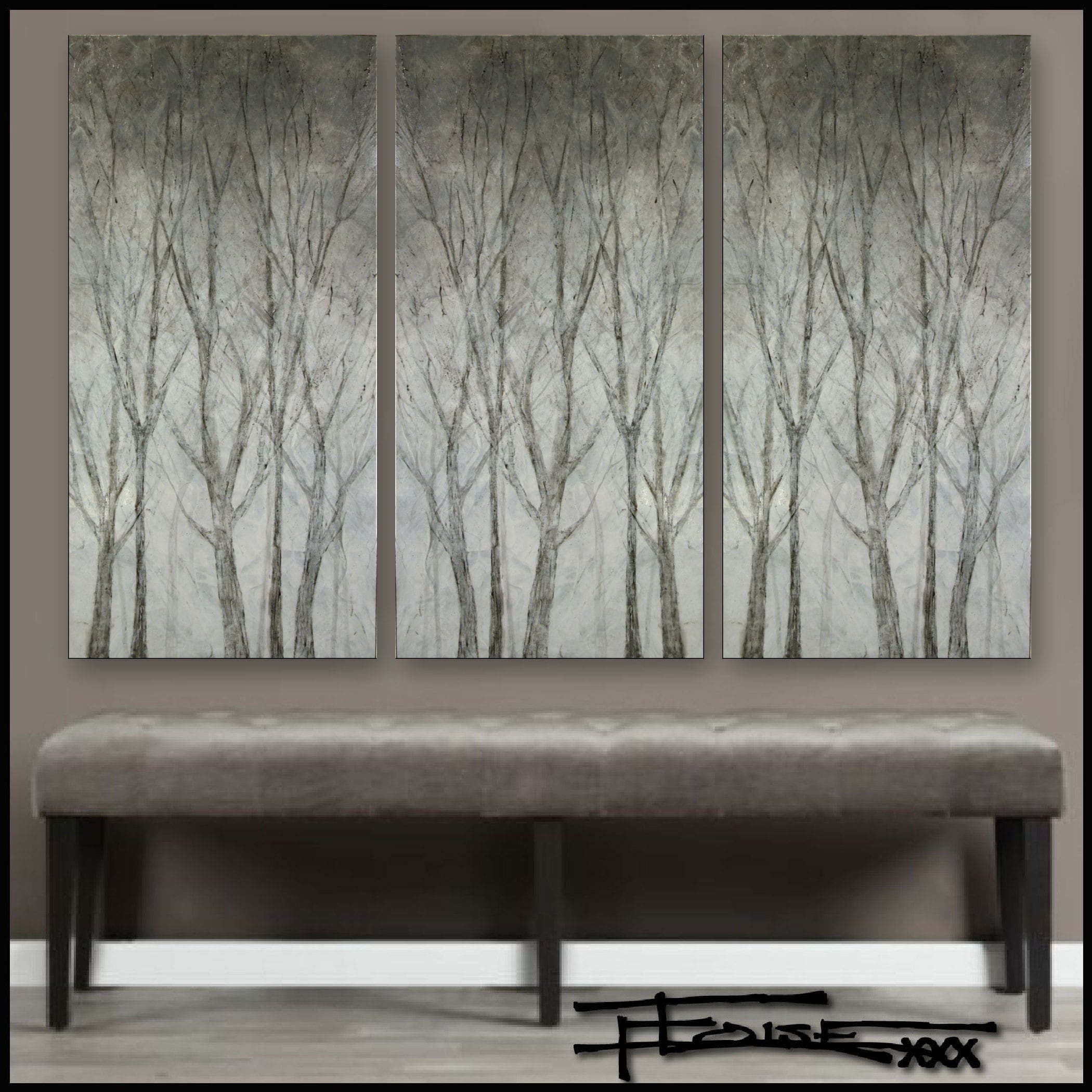 3 Piece Painting Extra Large Wall Art Modern Textured Tree | Etsy