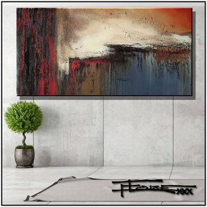 Abstract Canvas Painting, Modern Wall Art, HUGE 60 X 30 Inch, Ready to ...