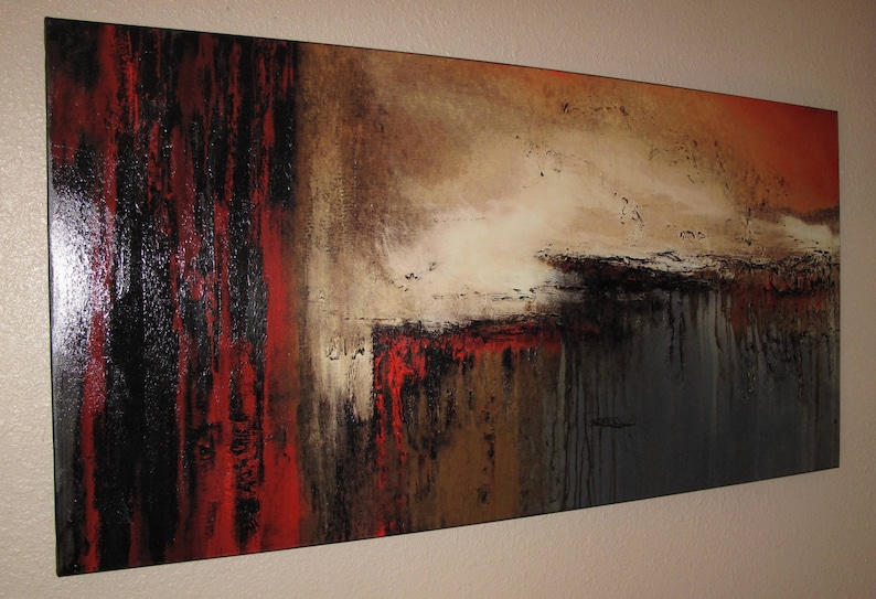 Abstract Canvas Painting, Modern Wall Art, HUGE 60 X 30 Inch, Ready to ...