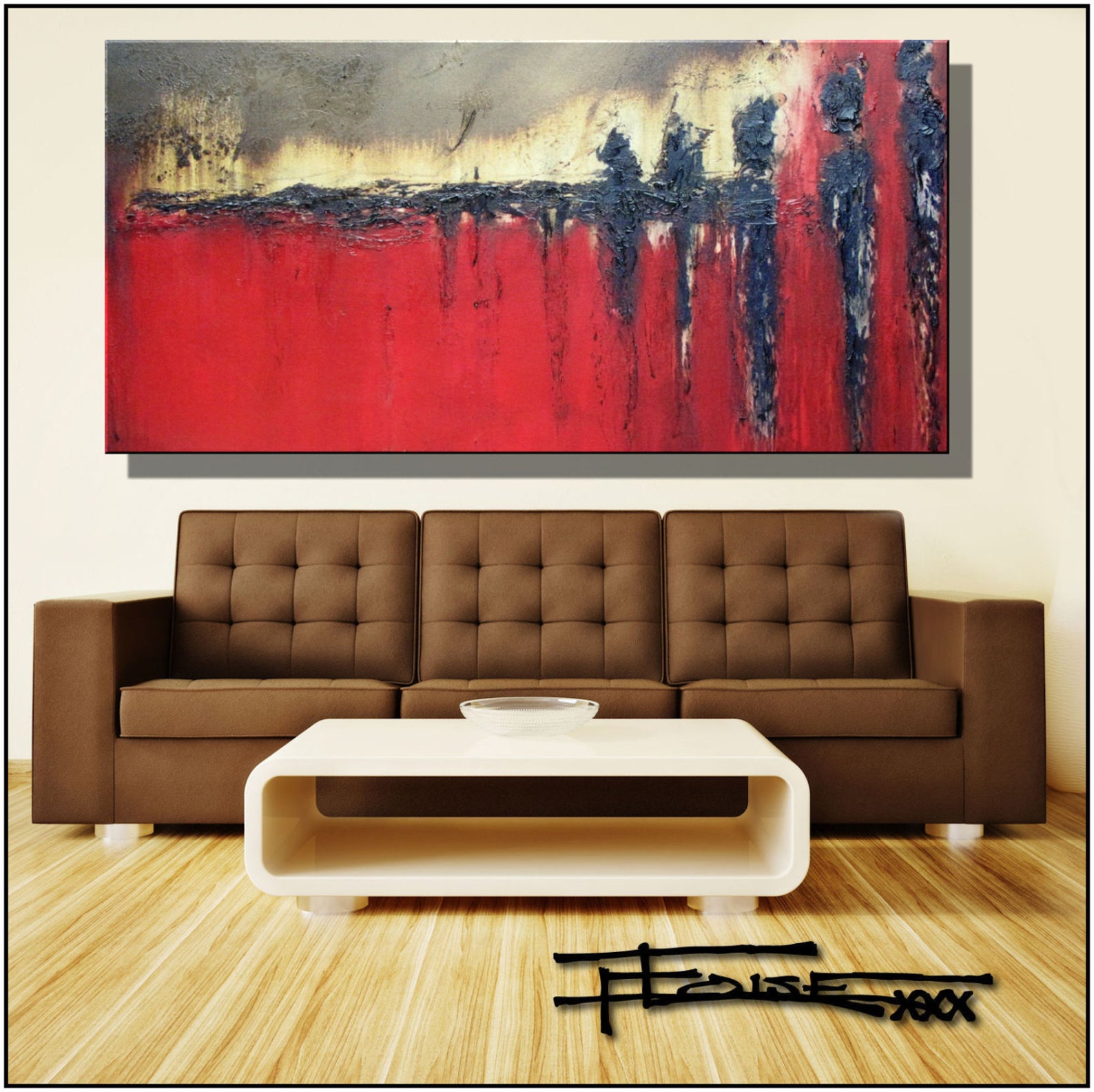 Modern Abstract Canvas Painting Wall Art 60 X 30 X 1 5 Etsy