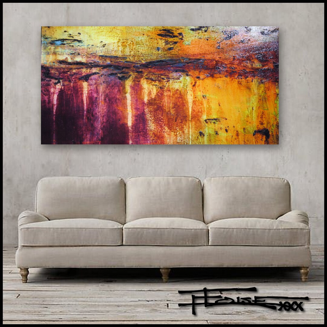 Modern, Abstract, Textured, Canvas Painting, Limited Edition - 60 X 30 ...