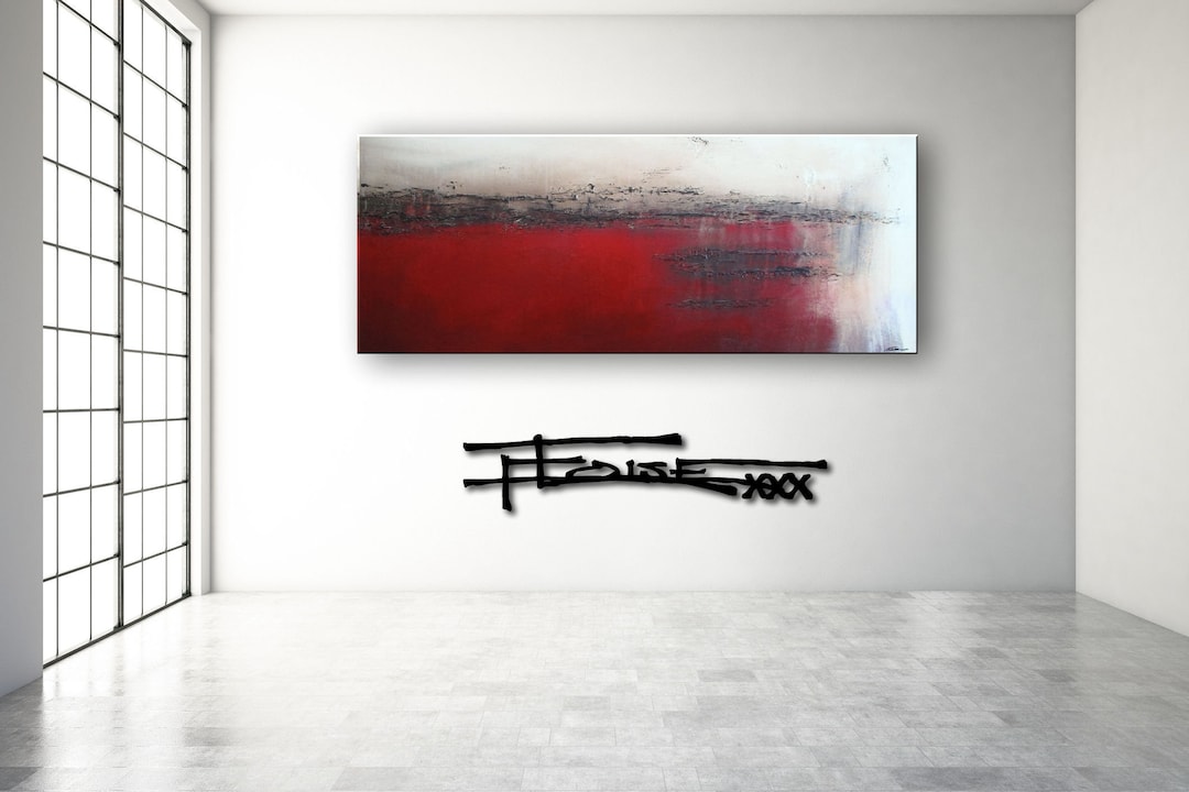 Red Canvas Painting, Textured Wall Art, Extra Large and Ready to Hang ...