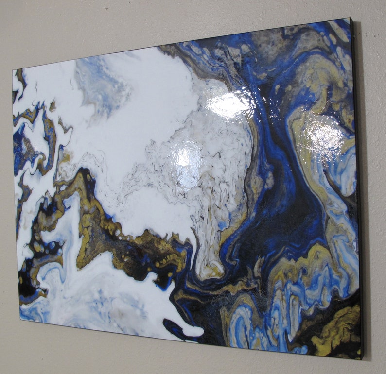 Large Abstract Painting High Gloss Resin Coated Modern - Etsy