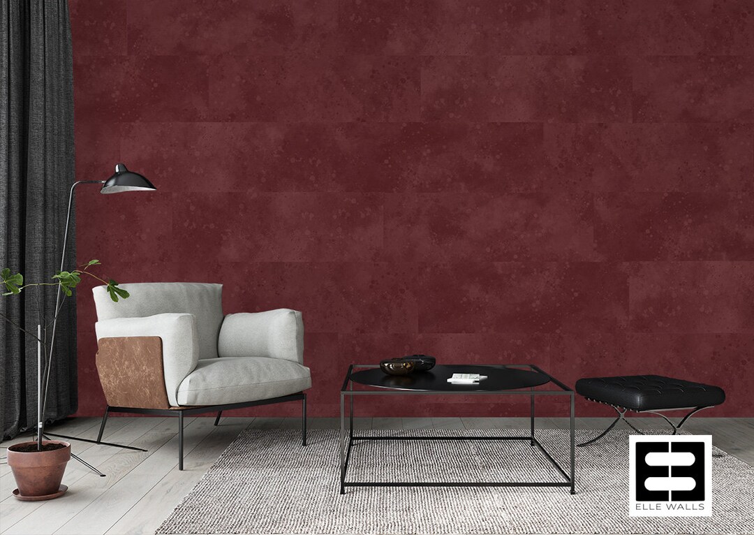 Crimson Urban Texture Wallpaper Tiles - Easy to Do - Textured Peel and ...