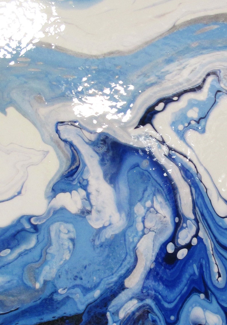 Blue and Silver Resin Painting Ready to Hang Artwork 48 X 36 | Etsy