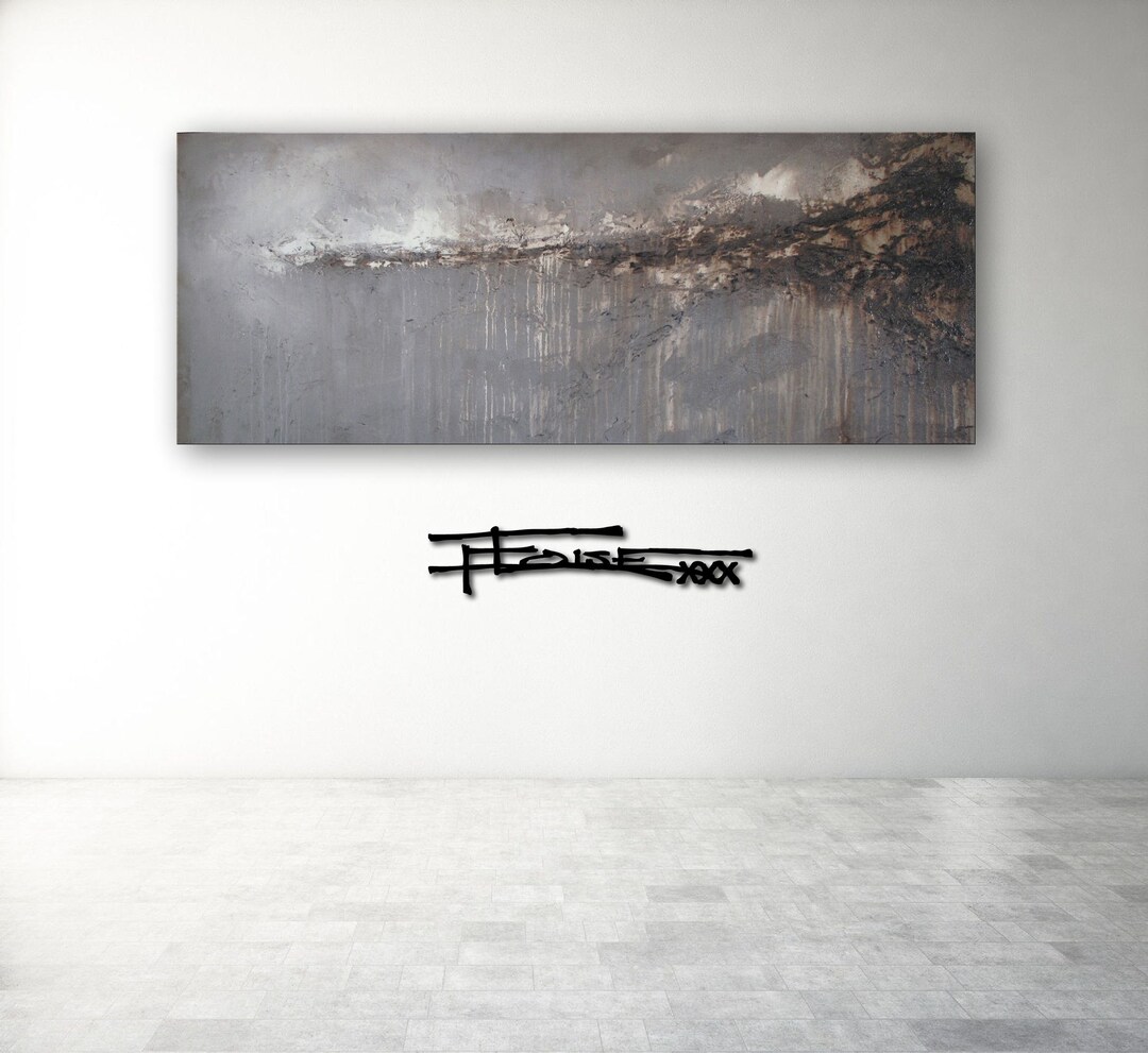 Gray Abstract Painting, Textured Canvas Wall Art, Ready to Hang ...