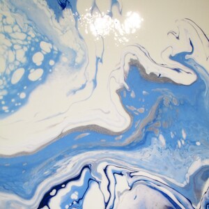 Blue and Silver Resin Painting, Ready to Hang Artwork, 48 X 36 Inch ...