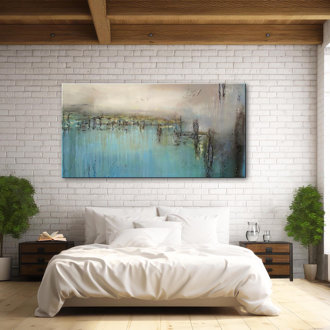 Extra Large Abstract Canvas Art: Textured Modern Painting, 60x30 Inch ...