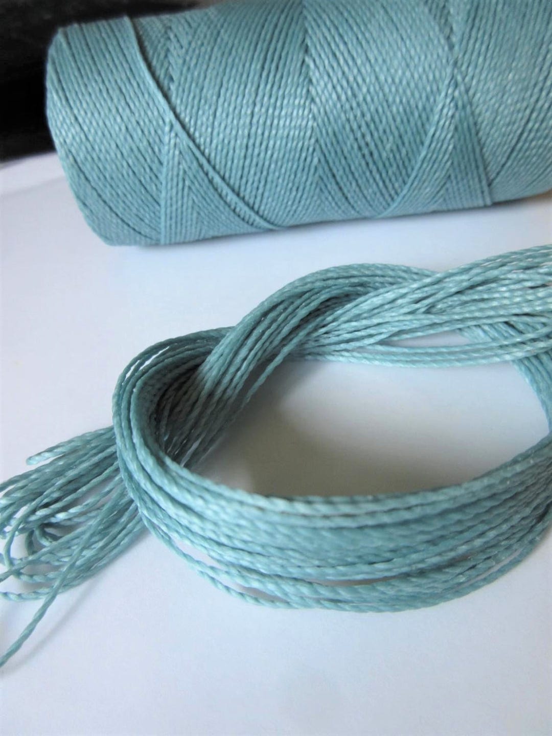 Sky Blue Waxed Polyester Cord 25ft Pack = 8.33 Yards = 7,6 Meters ...
