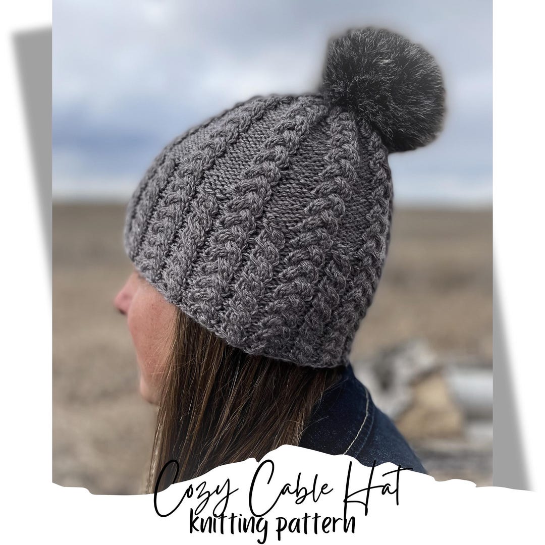Cable Hat Knitting Pattern - Knit Cable Hat - Cable Hat Knit for Her ...