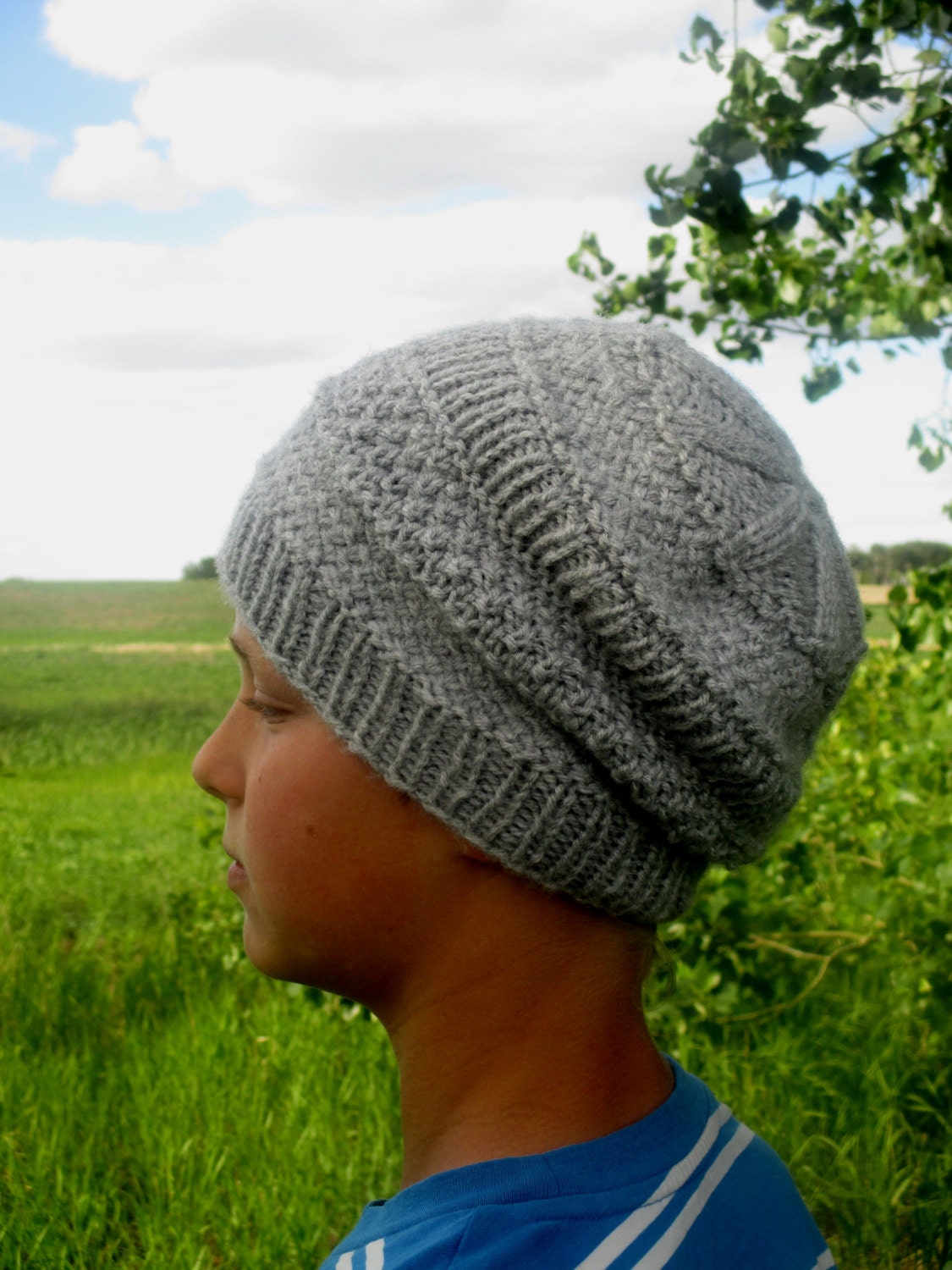 Knitting Pattern Pdf Mens Slouch Hat Knit Pattern Etsy