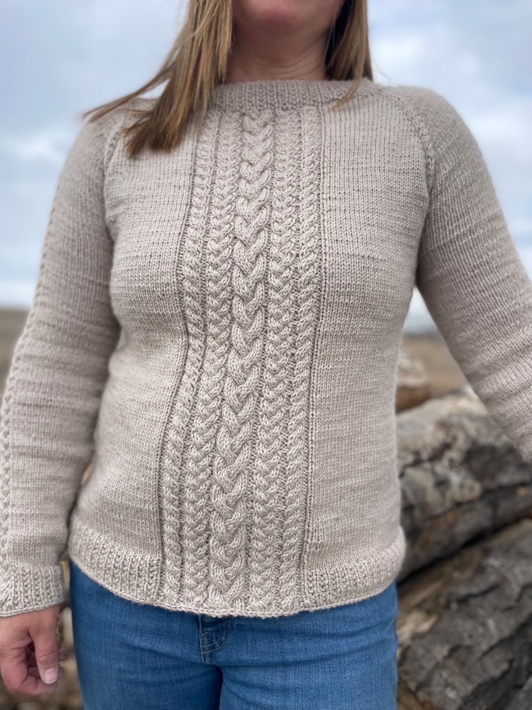 Simple Adult Raglan Cable Sweater Knitting Pattern / Seamless Cable ...