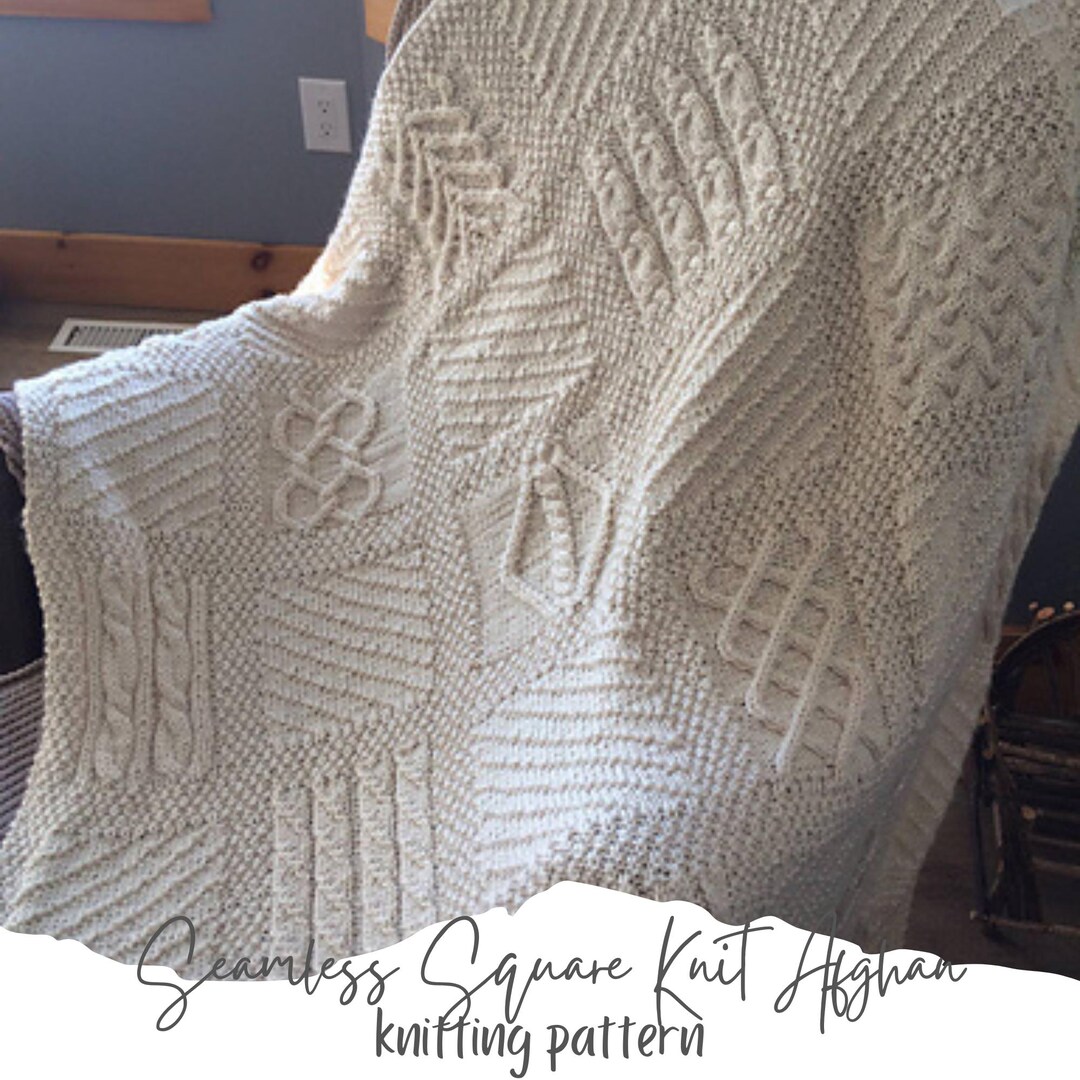 Seamless Knit Square Afghan // Knitting Pattern Afghan // Blanket ...