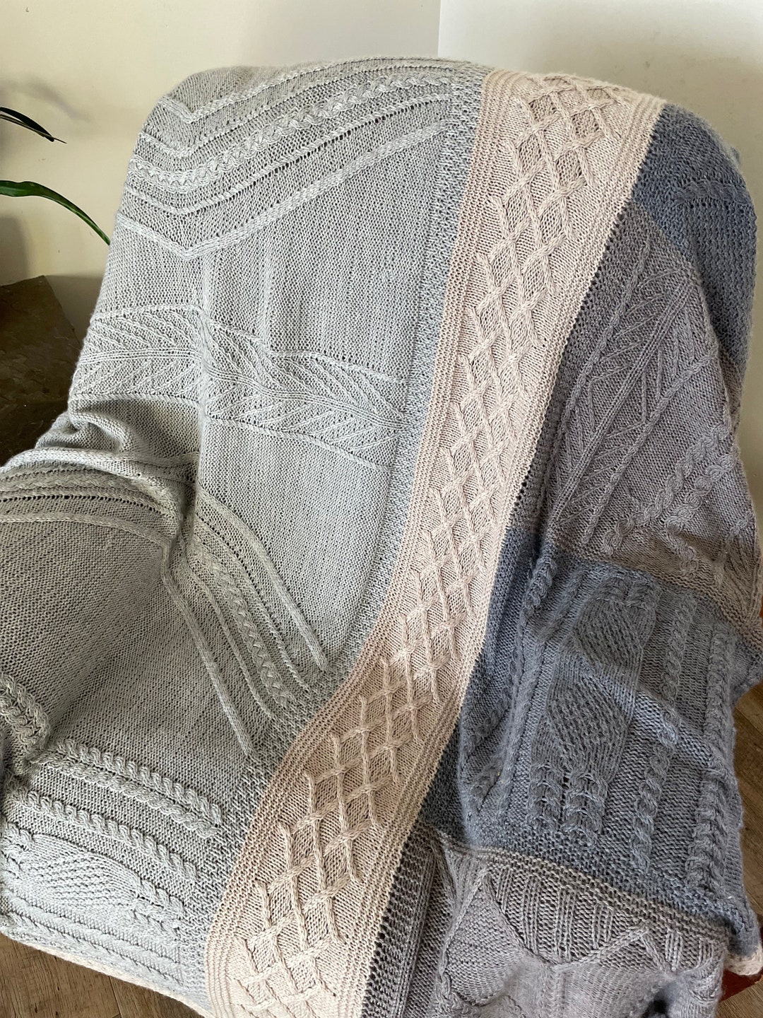 Seamless Afghan Knitting Pattern / Cable Knit Blanket Pattern / Knitted ...