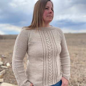 Simple Adult Raglan Cable Sweater Knitting Pattern / Seamless Cable ...