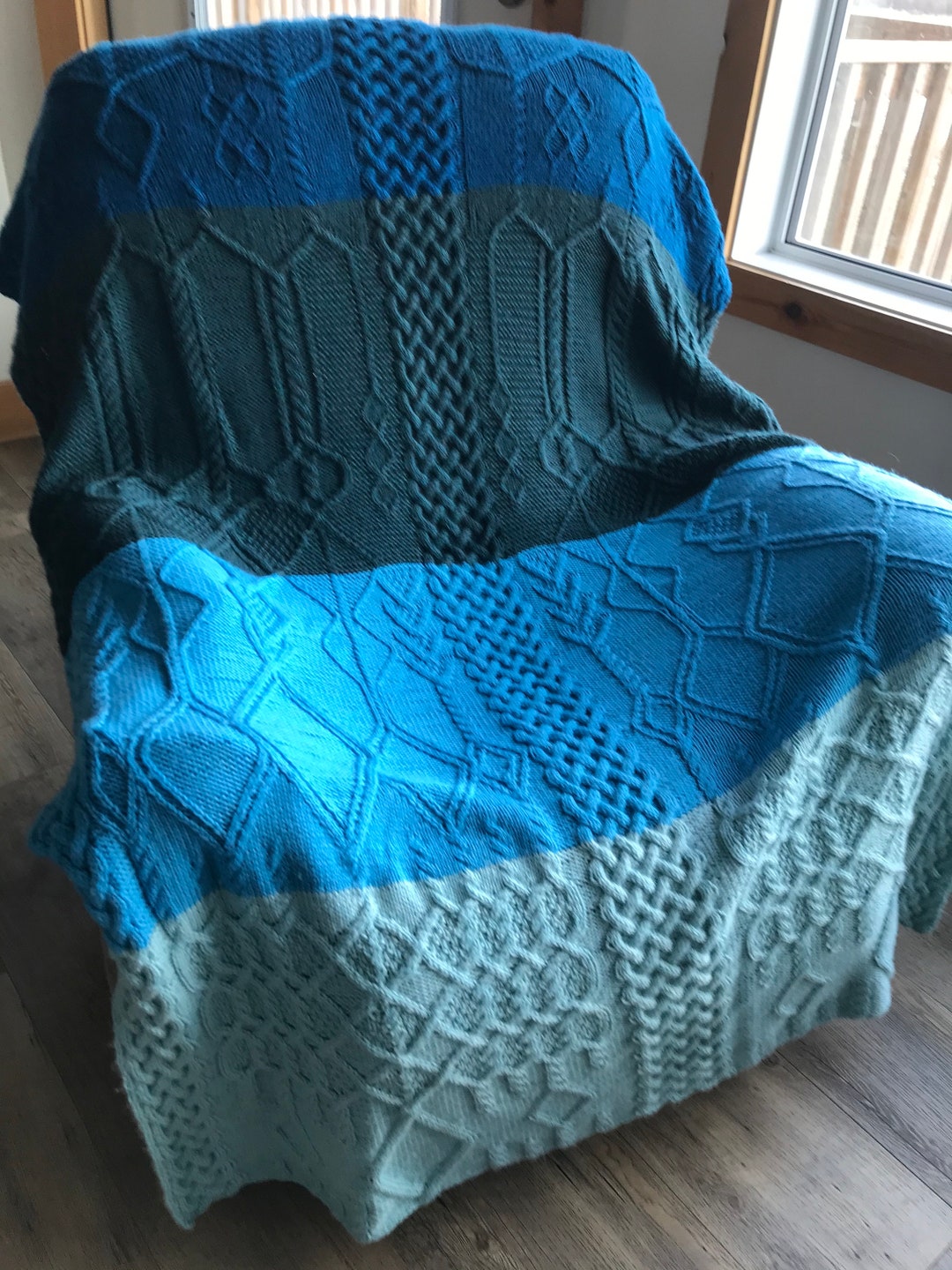 Seamless Afghan Knitting Pattern / Cable Blanket Knit Pattern / Worsted ...