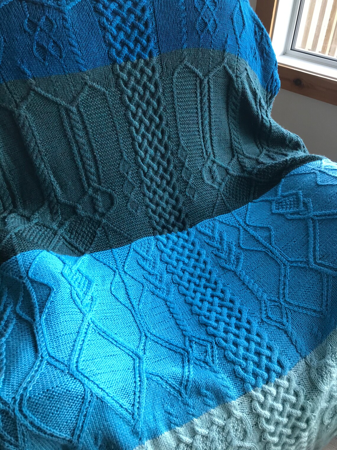 Seamless Afghan Knitting Pattern / Cable Blanket Knit Pattern / Worsted ...