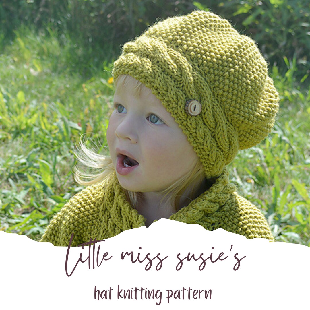 Cable Hat Knitting Pattern // Slouch Hat Knit Pattern // Hat Pattern ...