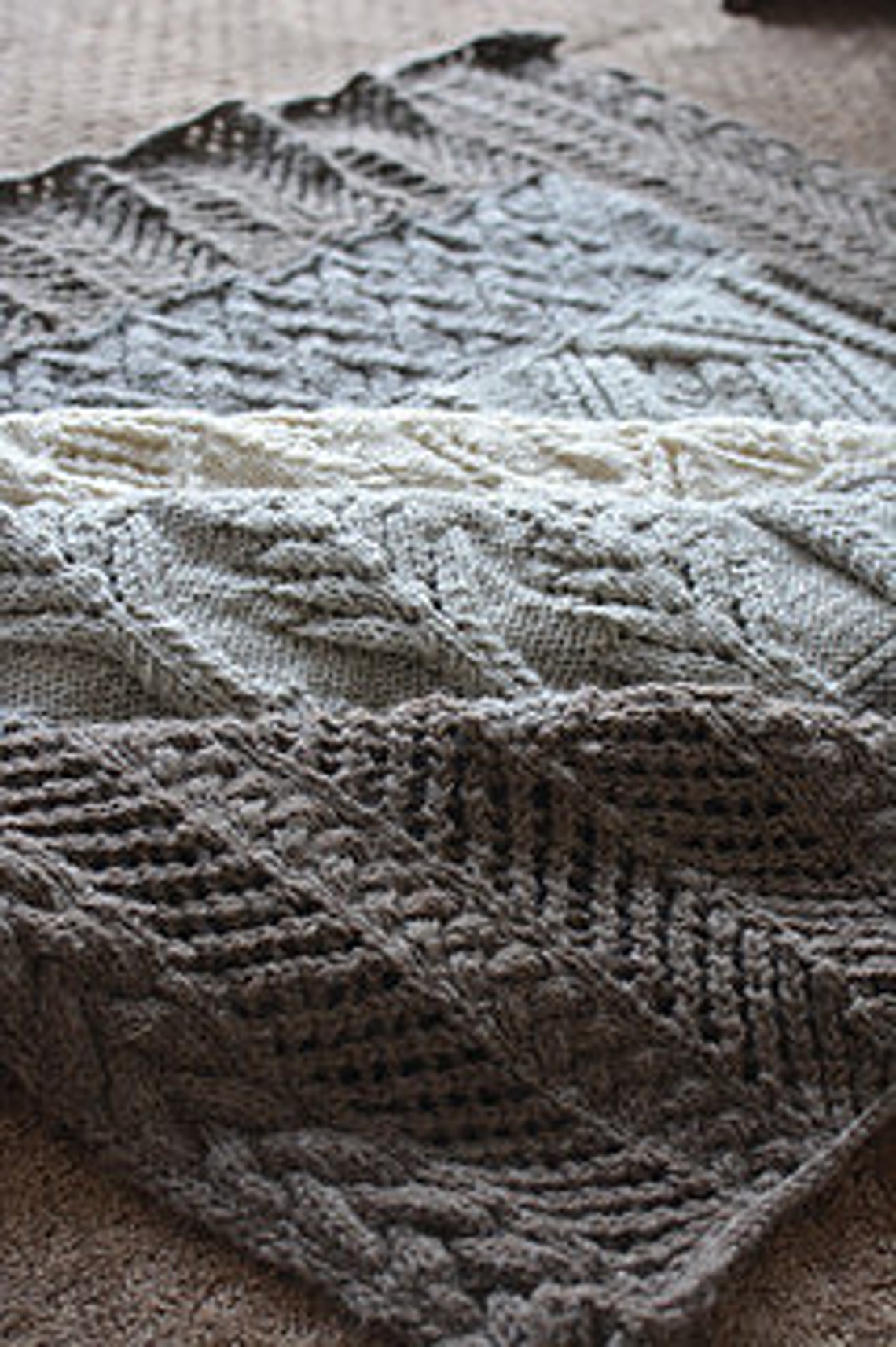 Seamless Afghan Knitting Pattern / Cables and Lace Knit Blanket Knit ...
