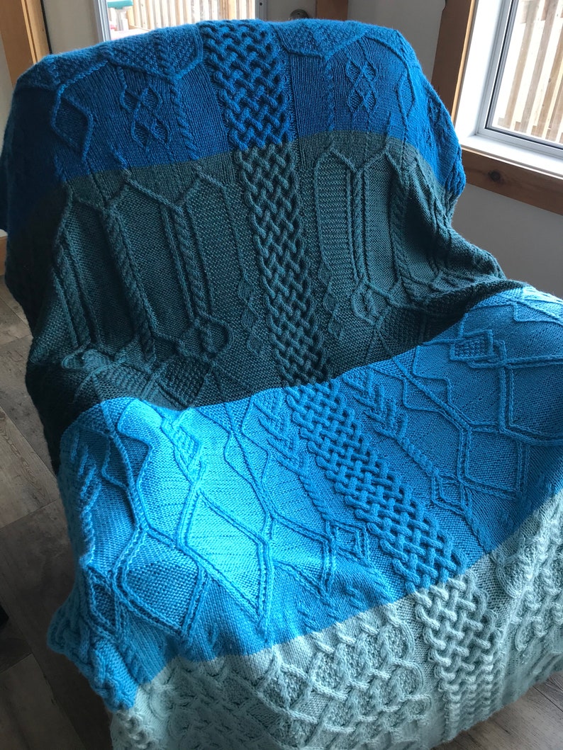 Seamless Afghan Knitting Pattern / Cable Blanket Knit Pattern / Worsted ...
