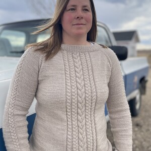 Simple Adult Raglan Cable Sweater Knitting Pattern / Seamless Cable ...